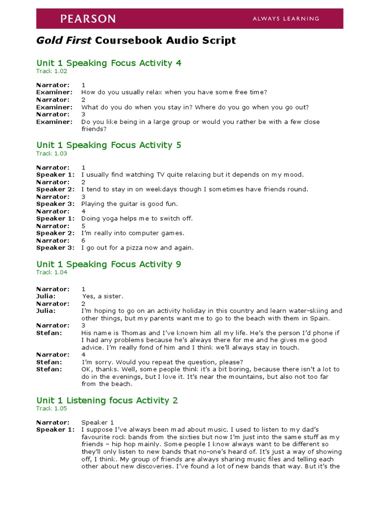 U1 Audio Script | PDF