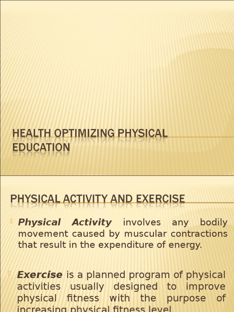 1 Health Optimizing Physical Education | PDF | Skeletal Muscle | Physical Fitness