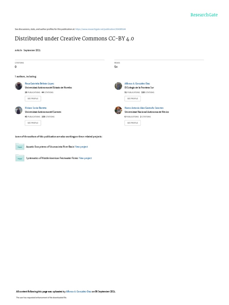 Distributed Under Creative Commons CC-BY 4.0: September 2021 | Download Free PDF | Conservation ...