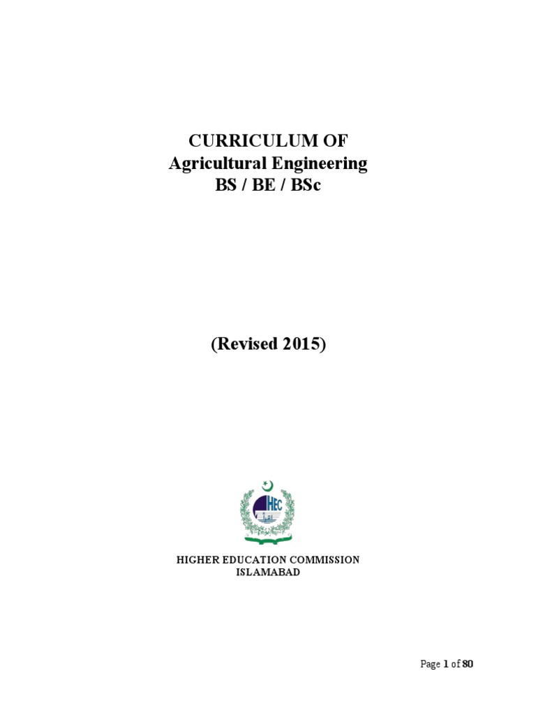 BSc Agricultural Engineering Curriculum 2015 | PDF | Soil | Integral