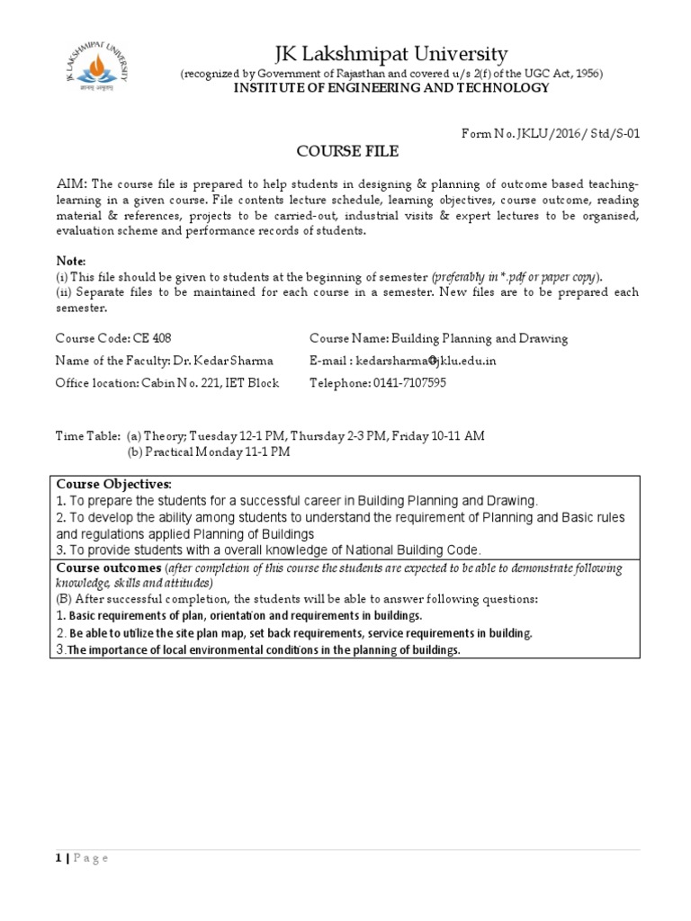 Building Planning and Drawing | PDF | Engineering | Lesson Plan