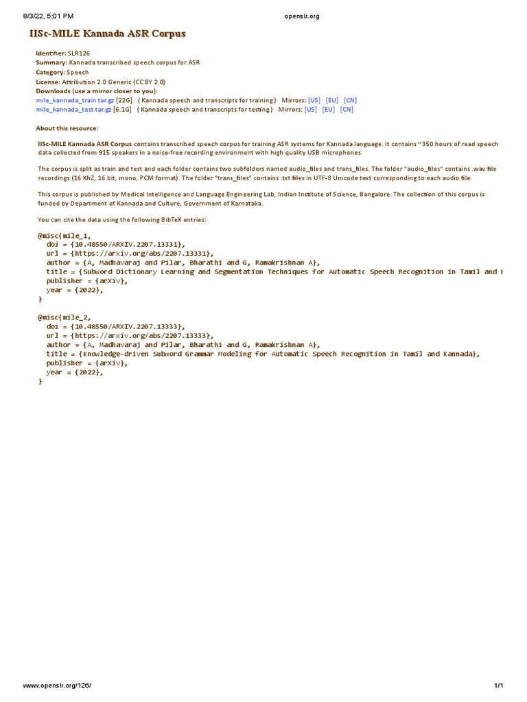 Openslr 126 | PDF | Speech Recognition | Computer Data