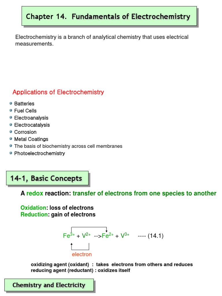 Electrochemistry Fundamentals: Galvanic Cells, Voltage, and the Transfer of Electrons | PDF ...