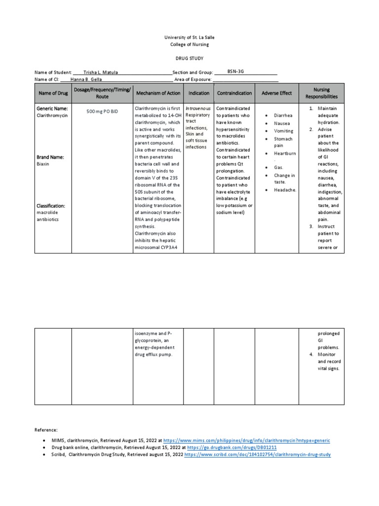 Clarithromycin Drug Study Overview | PDF | Drugs | Medical Treatments