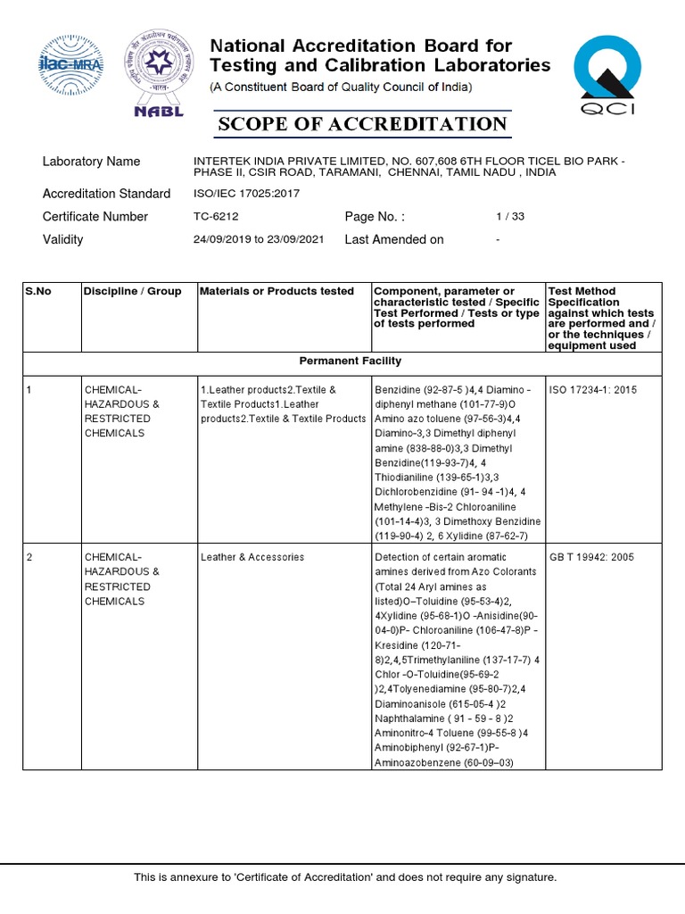 Scope Location 1 TC-6212 | PDF | Amine | Specification (Technical Standard)