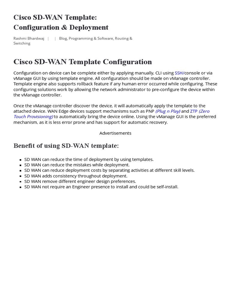 Cisco SD-WAN Template Setup Guide | PDF | Computer Engineering | Computer Science
