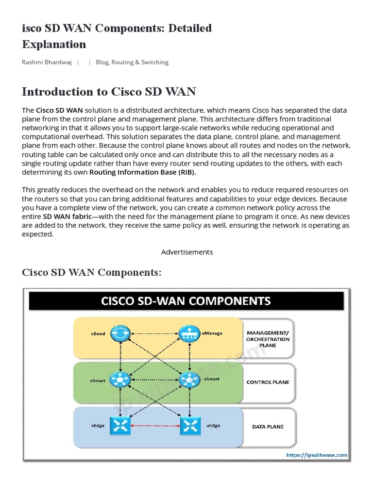 Cisco SD WAN Components - Detailed Explanation - IP With Ease | PDF ...