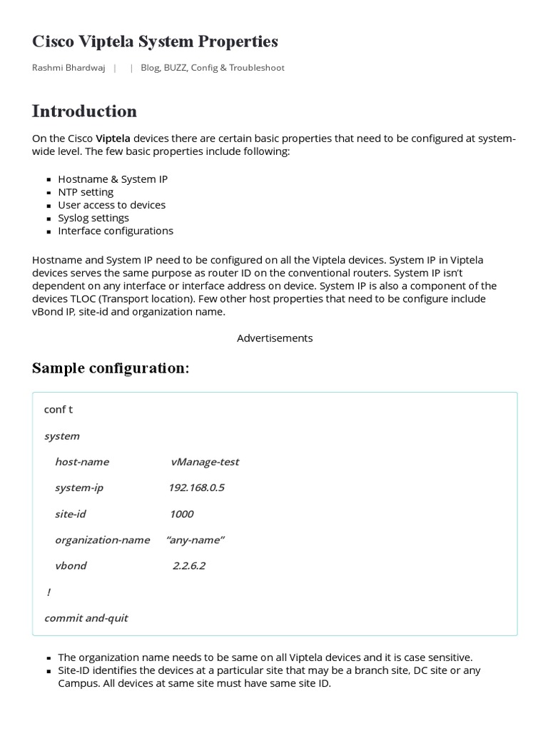 Cisco Viptela System Properties - IP With Ease | PDF | Virtual Private ...