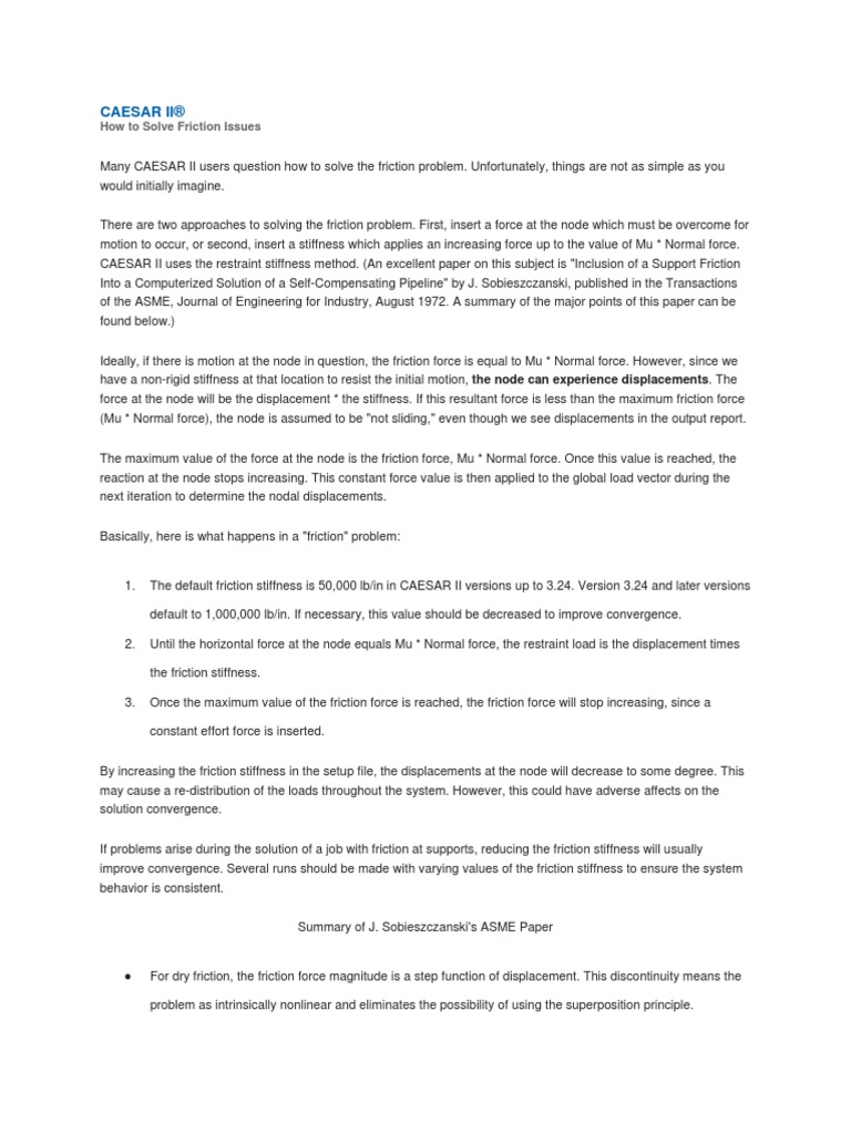 CAESAR II® How To Solve Friction Force | PDF | Friction | Force