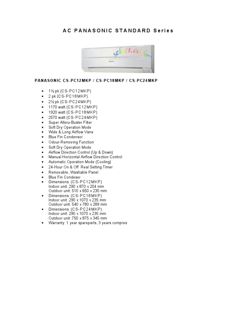 Ac Panasonic Standard Series | PDF | Laptop | Media Technology