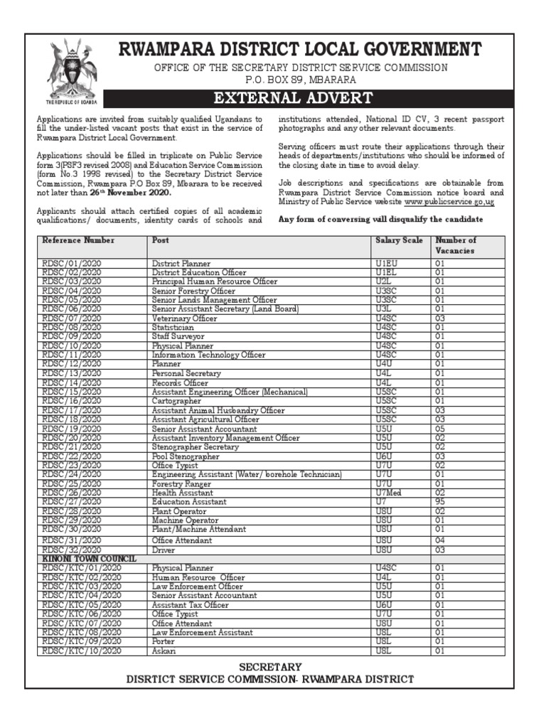 42 Rwampara Advert3 | PDF | Government And Personhood