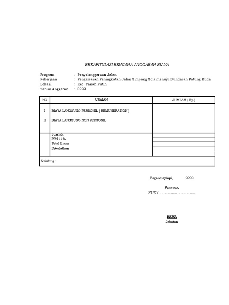 BQ Pgws Jalan Simpang Sola | PDF
