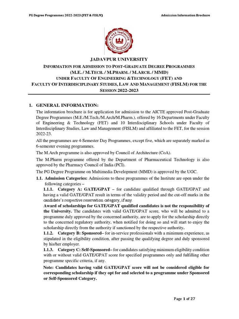 PG Engineering 1 | PDF | University And College Admission