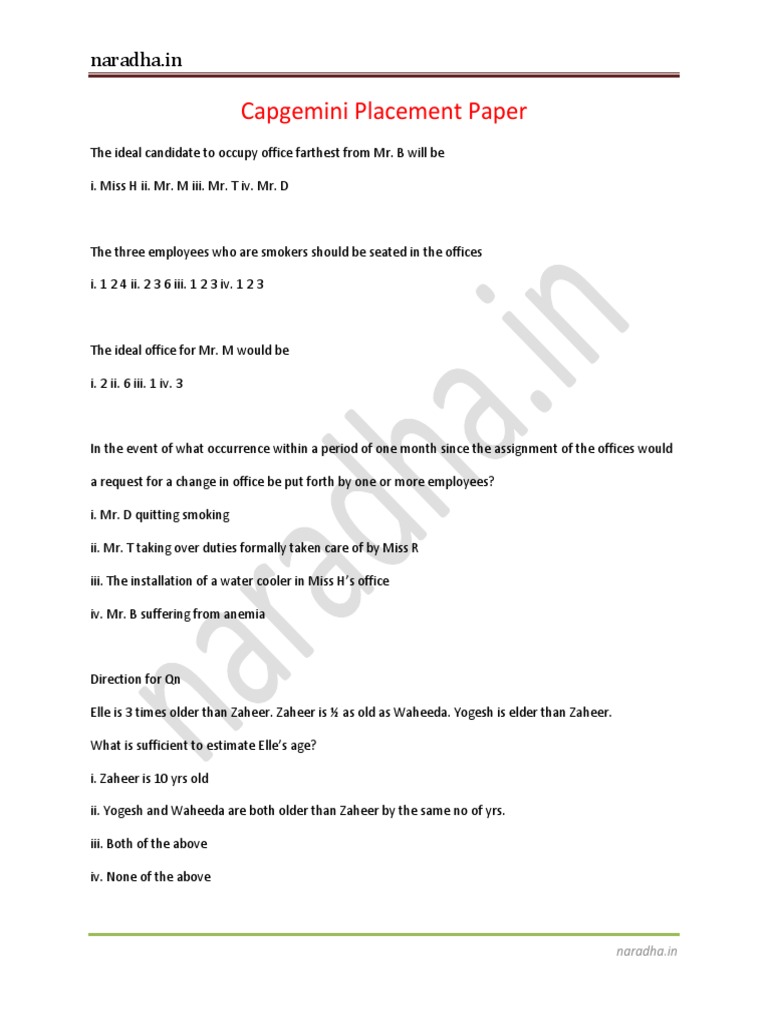 Capgemini Placement Paper2 | PDF