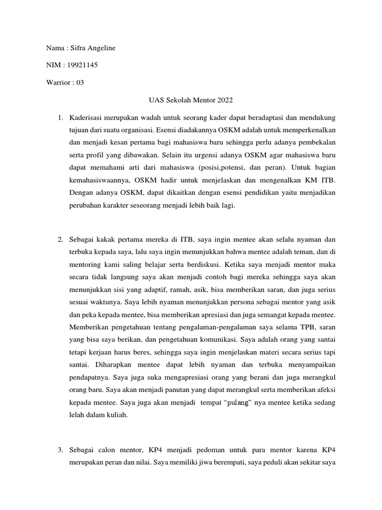 UAS Sekmen22-Sifra Angeline-Warrior 03 | PDF