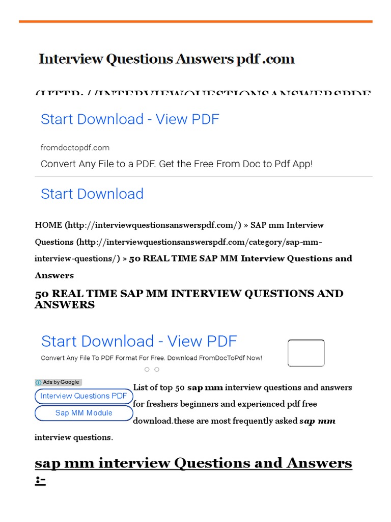 50 REAL TIME SAP MM Interview Questions and Answers-SAP MM Interview Questions | PDF | Valuation ...