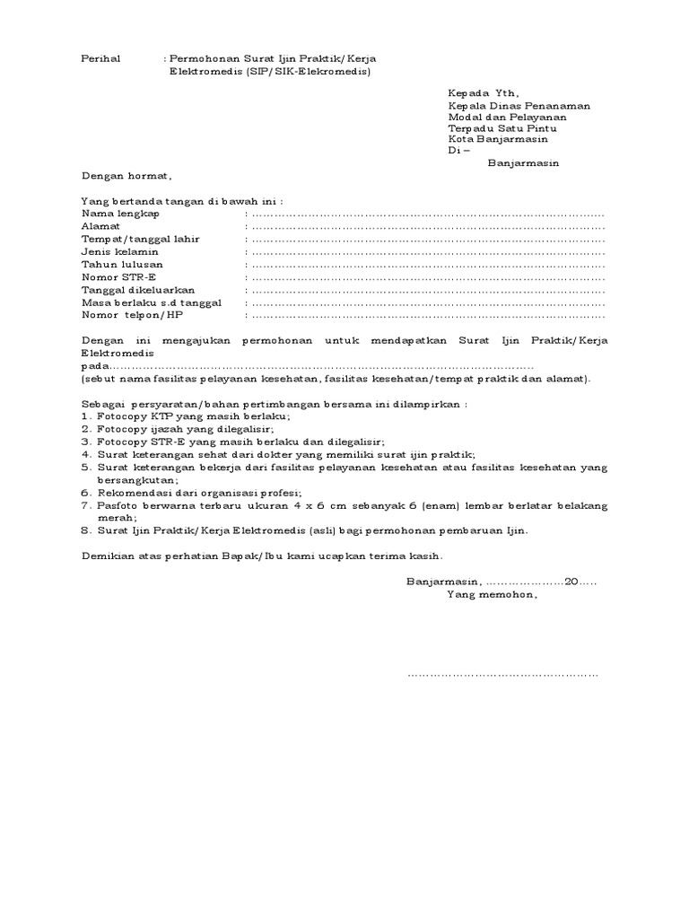 Formulir Permohonan Perijinan Sik | PDF