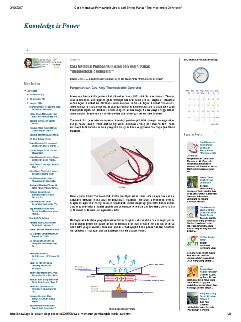 Cara Membuat Pembangkit Listrik Dari Energi Panas - Thermoelectric ...