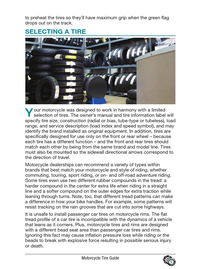 Motorcycle Tire Guide - Selecting A Tire | PDF | Technology & Engineering