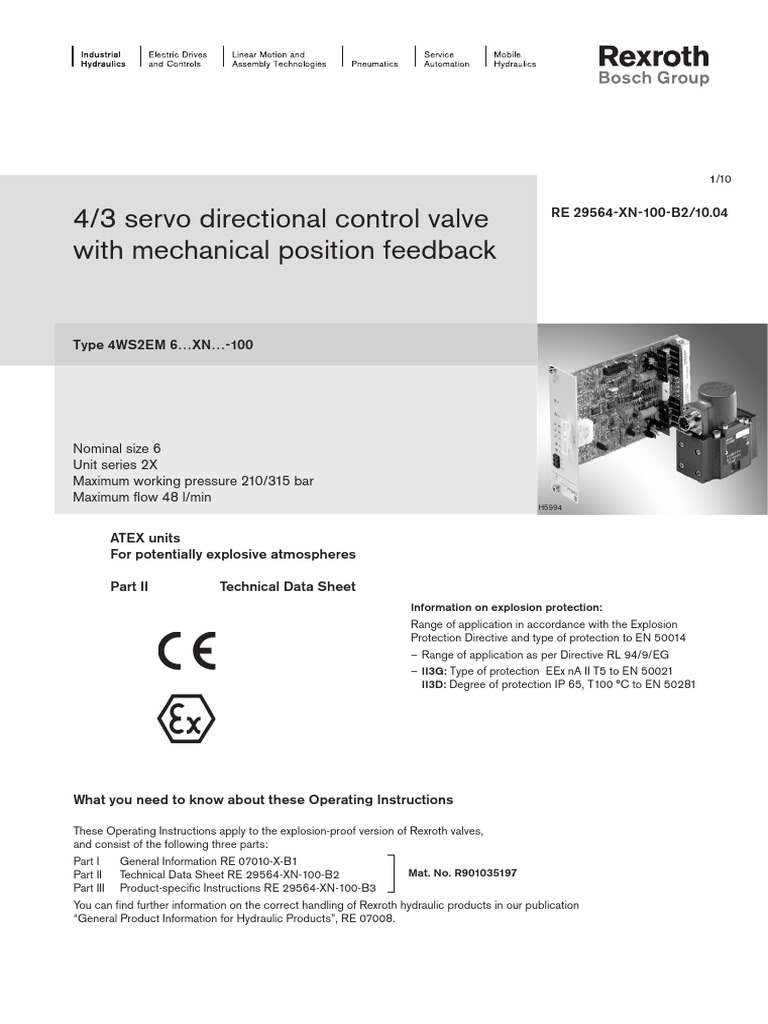 4/3 Servo Directional Control Valve With Mechanical Position Feedback ...