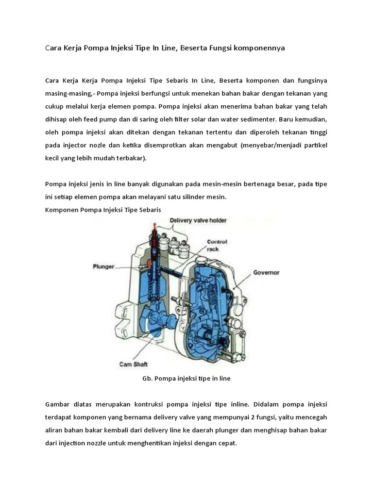 Cara Kerja Pompa Injeksi Tipe in Lin1 | PDF