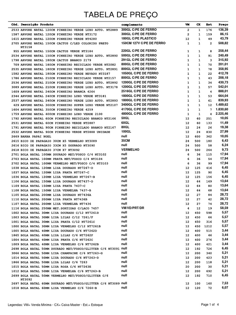 Tabela Preco PDF-12 | PDF