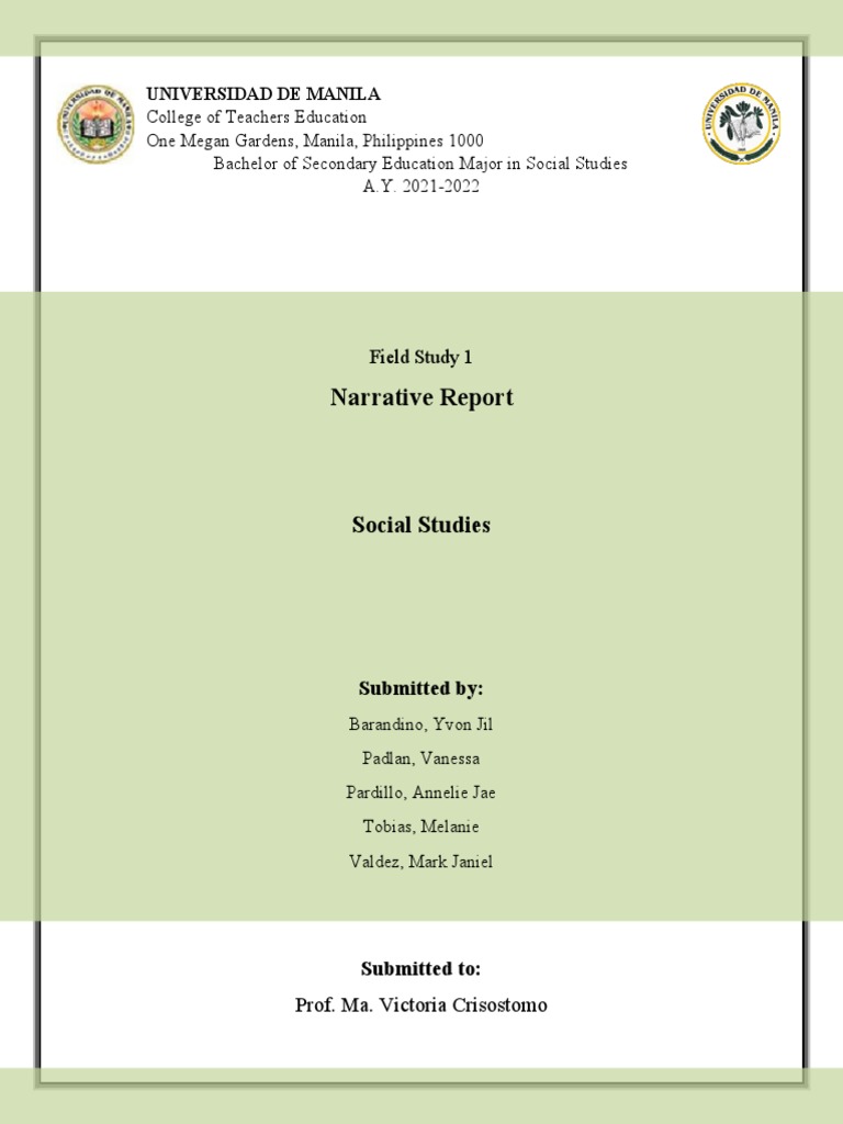 Narrative Report Ed33 Social Studies | PDF | Teachers | Teacher Education