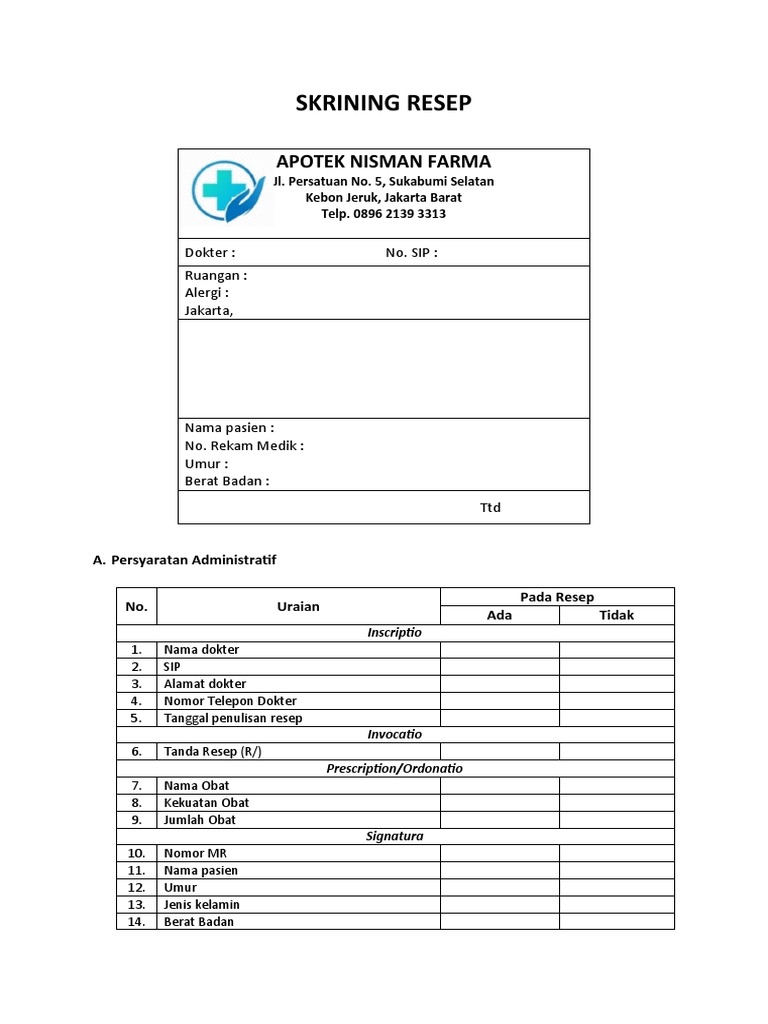 Skrining Resep | PDF
