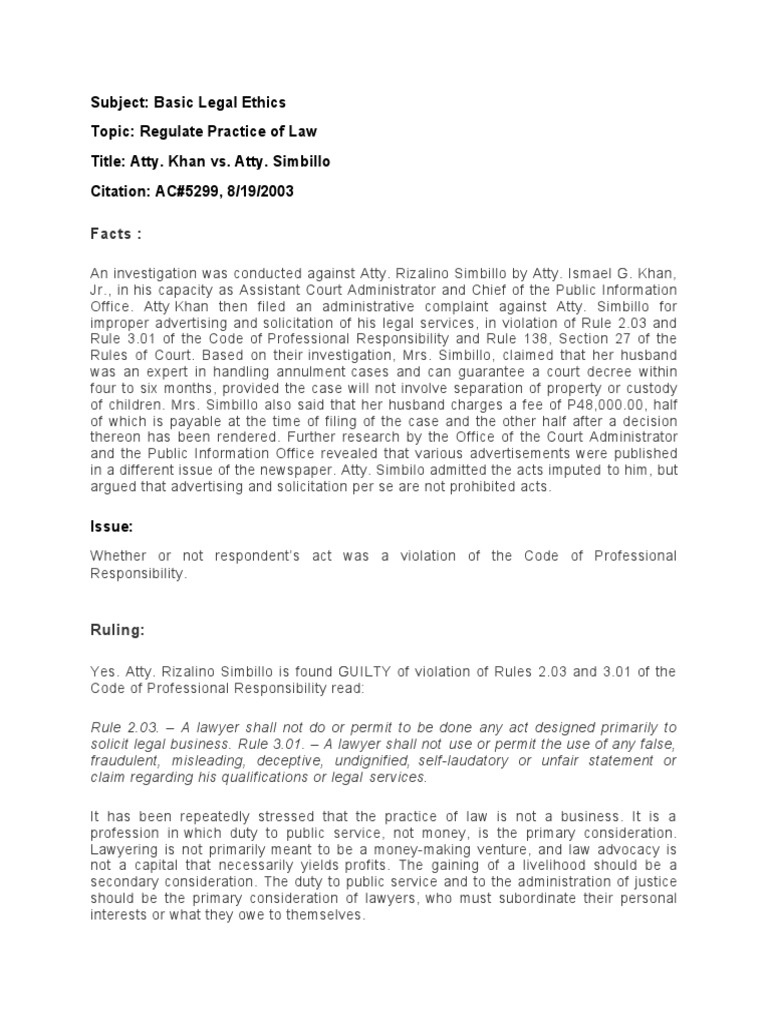 Legal Ethics Violation: Atty. Simbillo Case | PDF | Lawyer | Justice