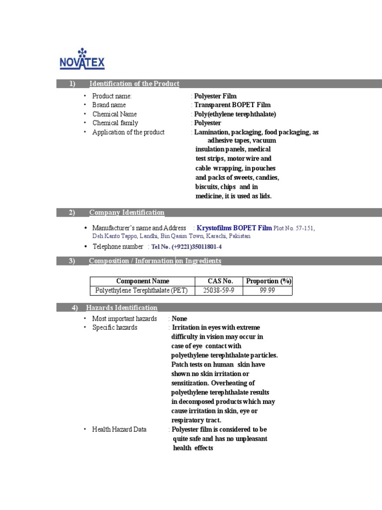 Polyester Msds | Download Free PDF | Personal Protective Equipment | Water