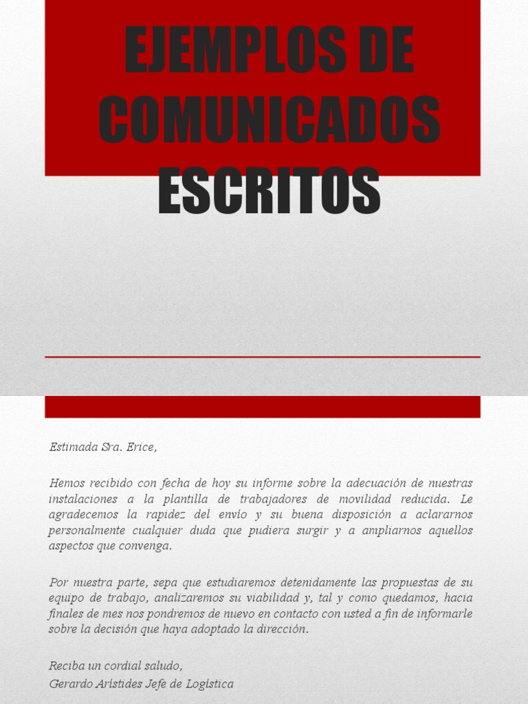 Clase 7 - Ejemplos de Comunicados Escritos | PDF | Comunicación | Comunicación no verbal