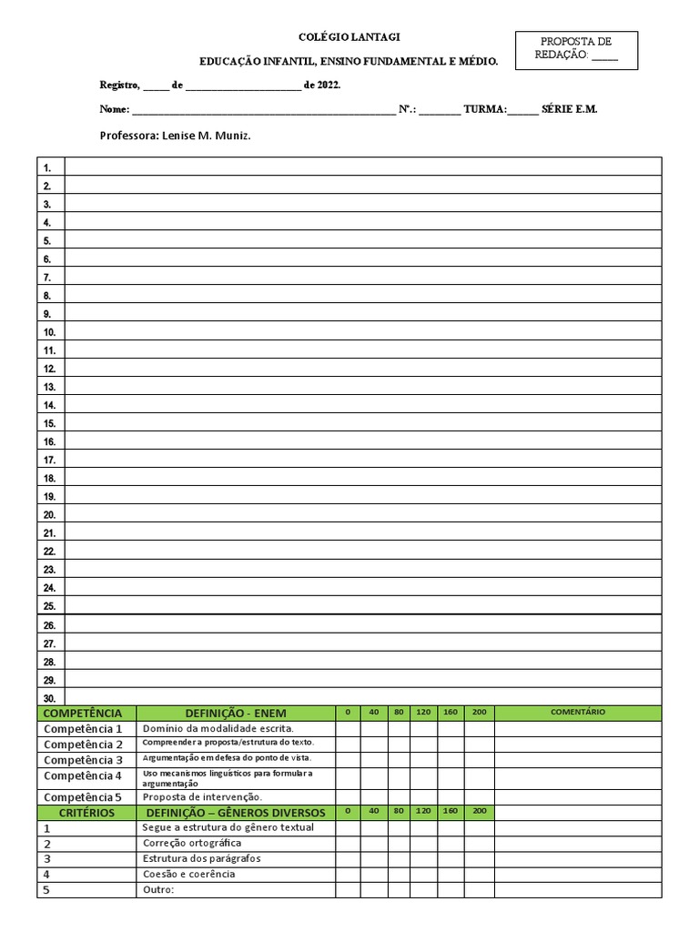 Folha de Redação | PDF