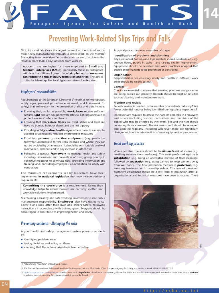 Factsheet 14 - Preventing Work-Related Slips Trips and Falls | PDF ...