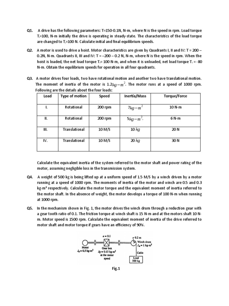 Assig 1 | PDF | Electric Motor | Torque