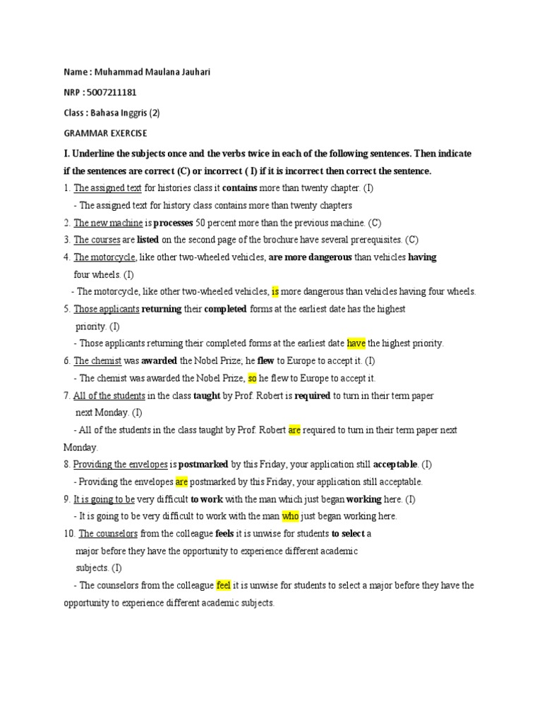 Grammar Exercise | Download Free PDF | Linguistics | Syntax