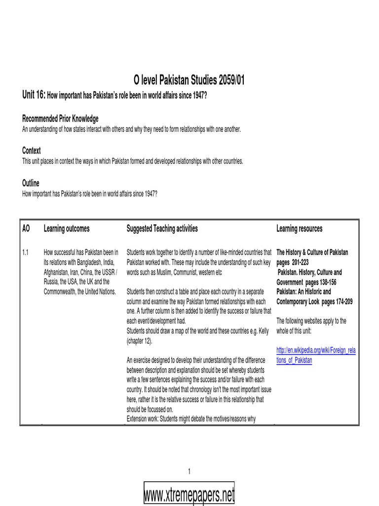 O Level Pakistan Studies 2059 | Download Free PDF | Pakistan ...