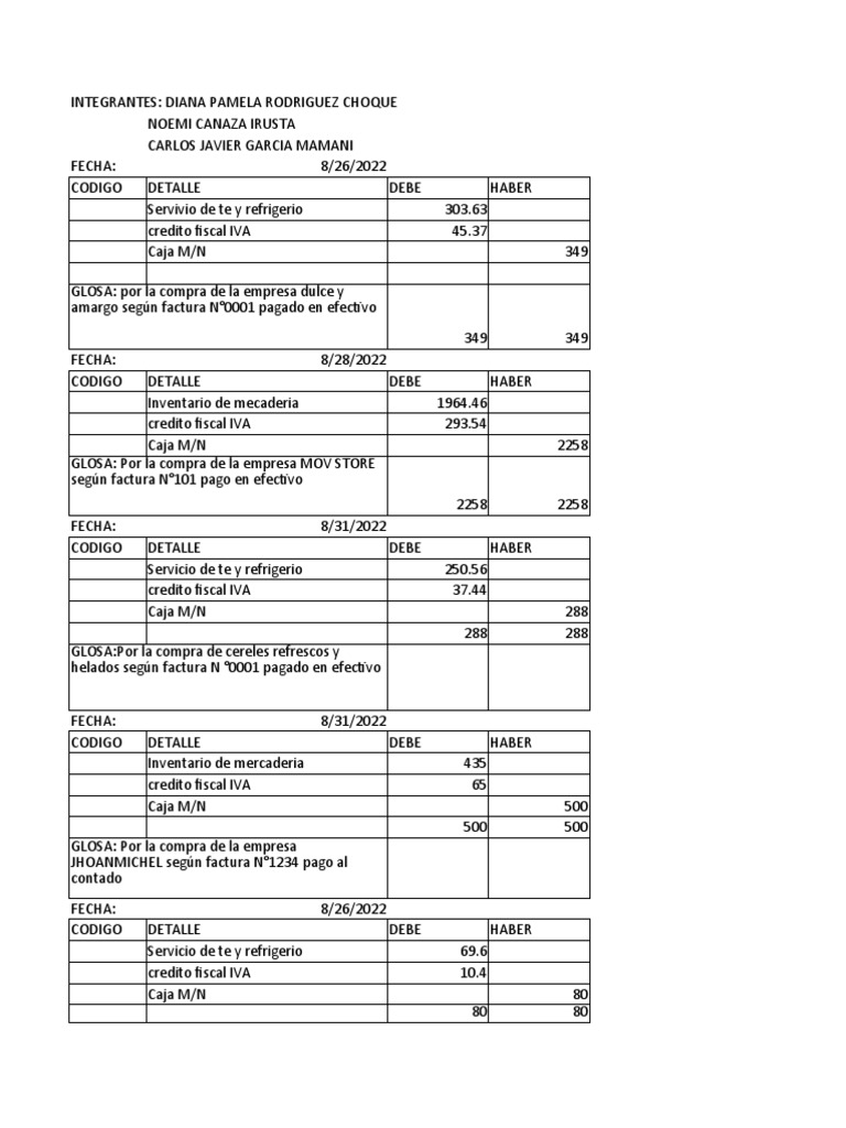 Asiento Contable de Facturas | PDF | Factura | Impuestos
