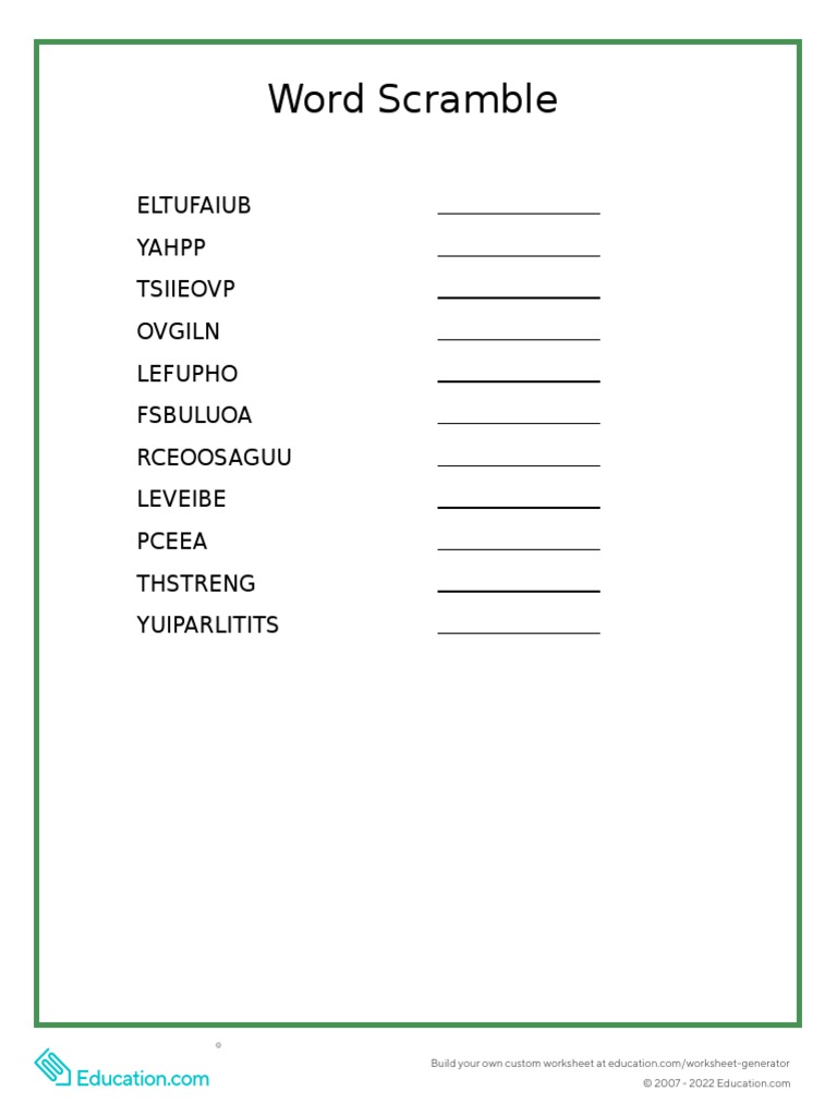 Worksheet Word Scrabble | PDF