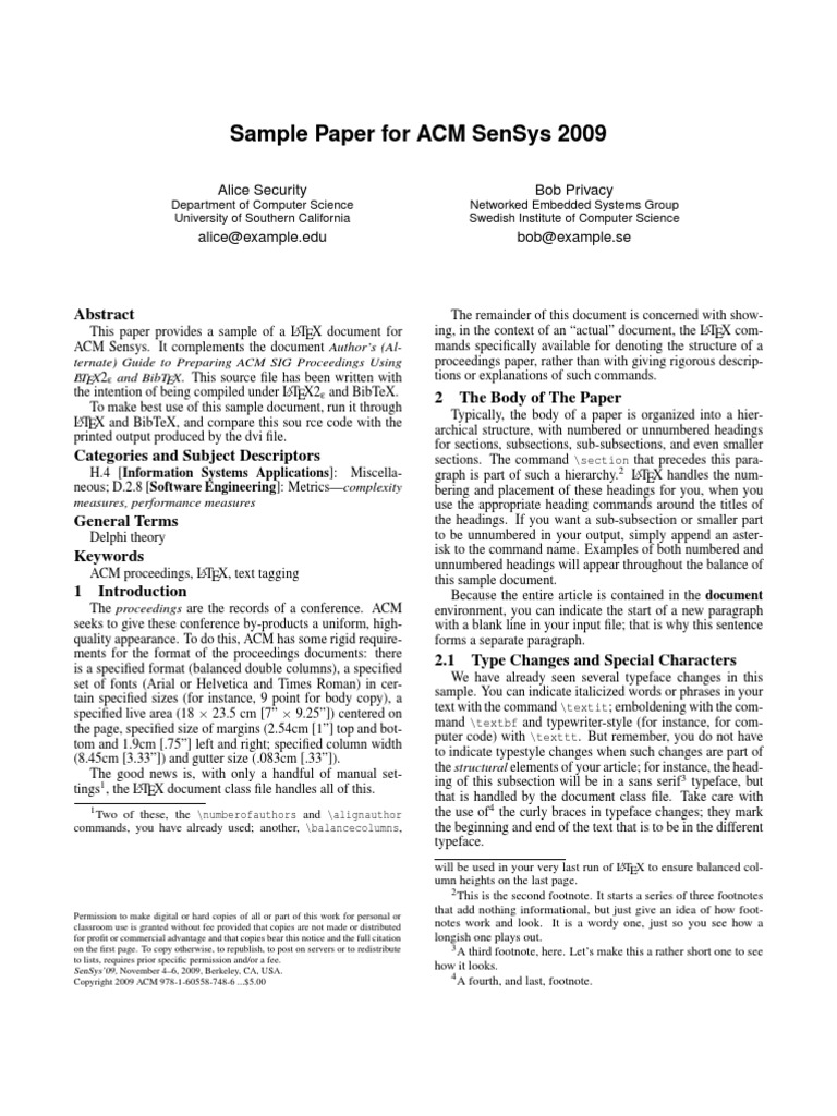 ACM Sample | Download Free PDF | Te X | Citation