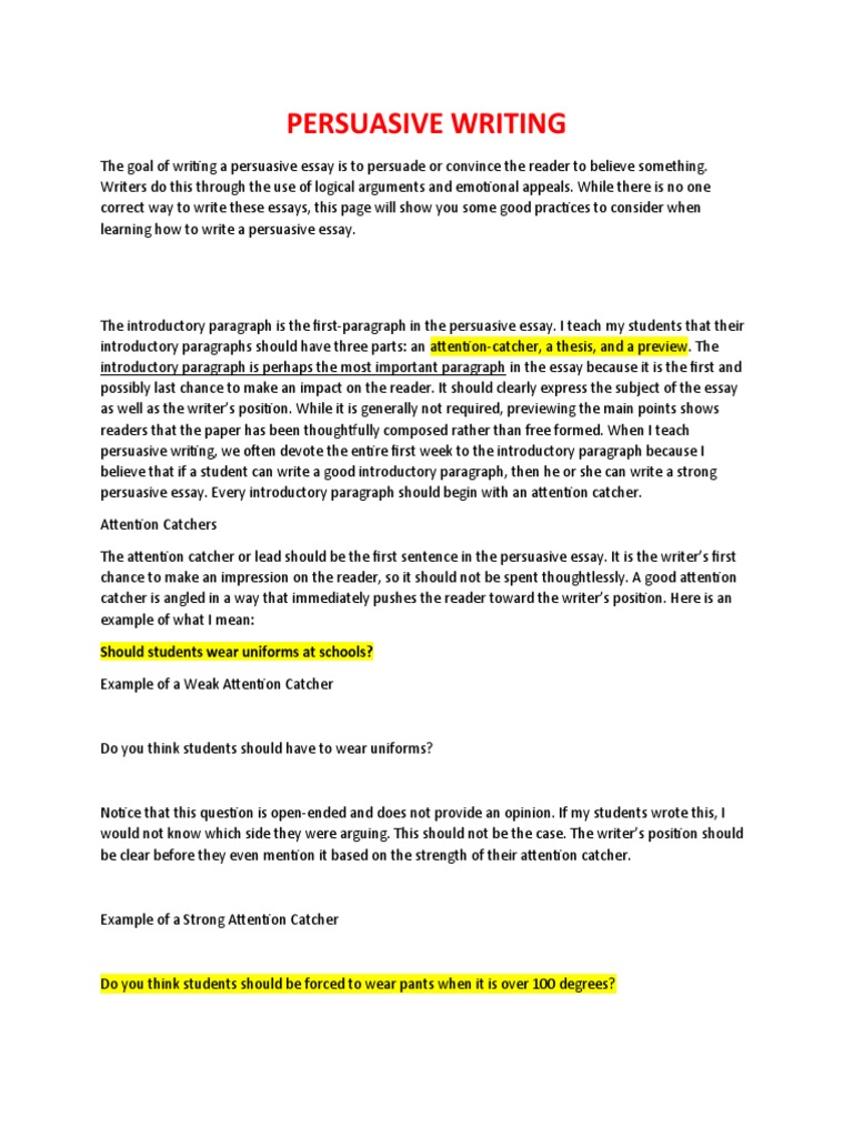Persuasive Writing Explanation | PDF | Essays | Persuasion