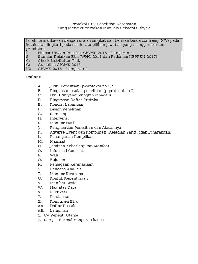 Protokol Penelitian | PDF