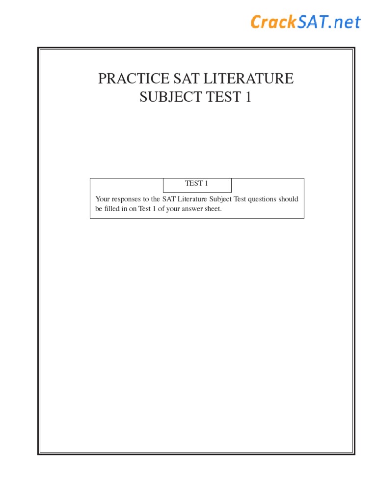 SAT Literature Practice Test 1 | PDF | Sat | Poetry
