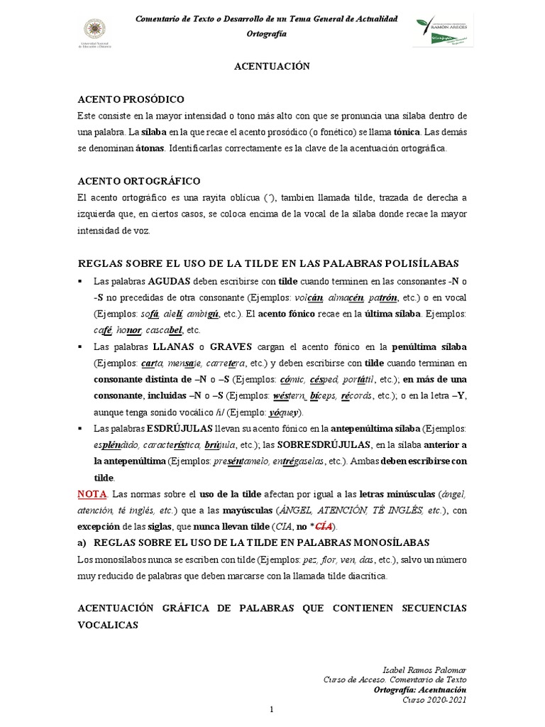 Ortografía. Acentuación. Teoría, Ejercicios y Soluciones | PDF | Sintaxis | Comunicación humana
