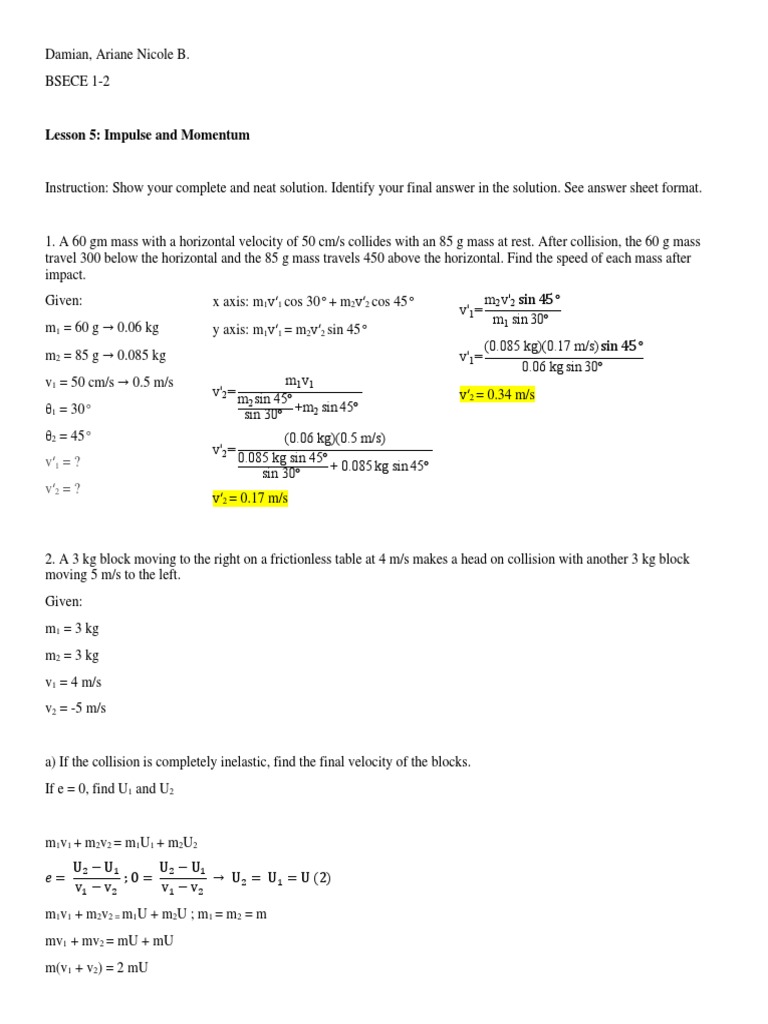 Lesson 5 - Impulse and Momentum | PDF | Collision | Momentum
