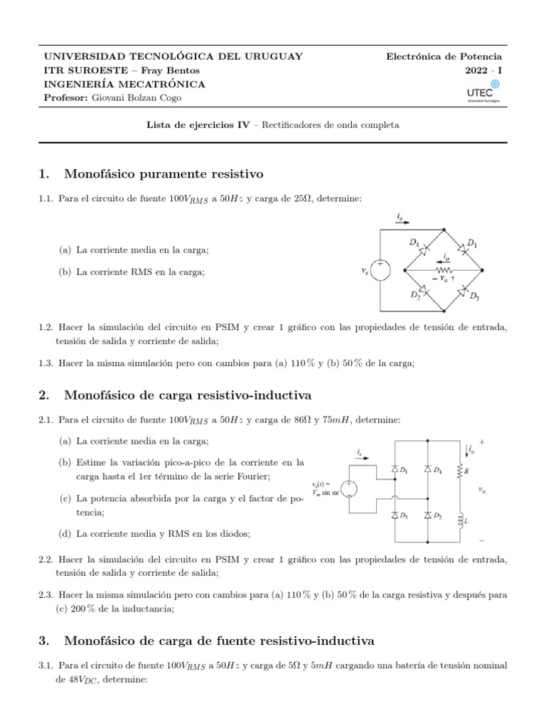 Lista Ej 4 | PDF | Energia electrica | Rectificador