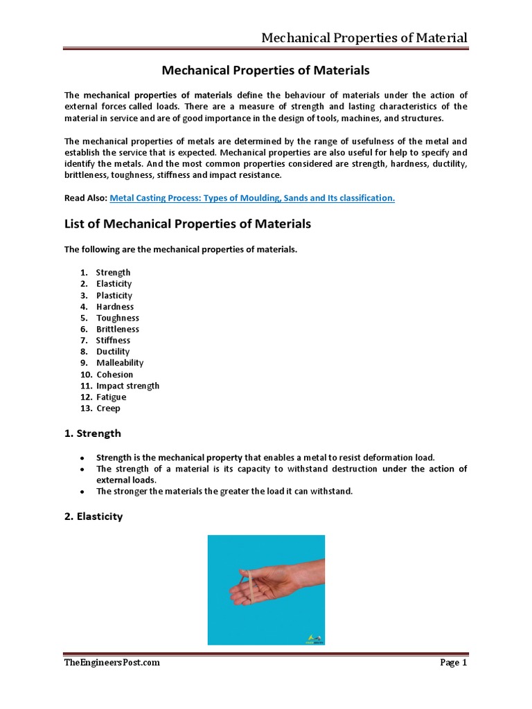 Key Mechanical Properties of Materials | PDF | Deformation (Engineering ...