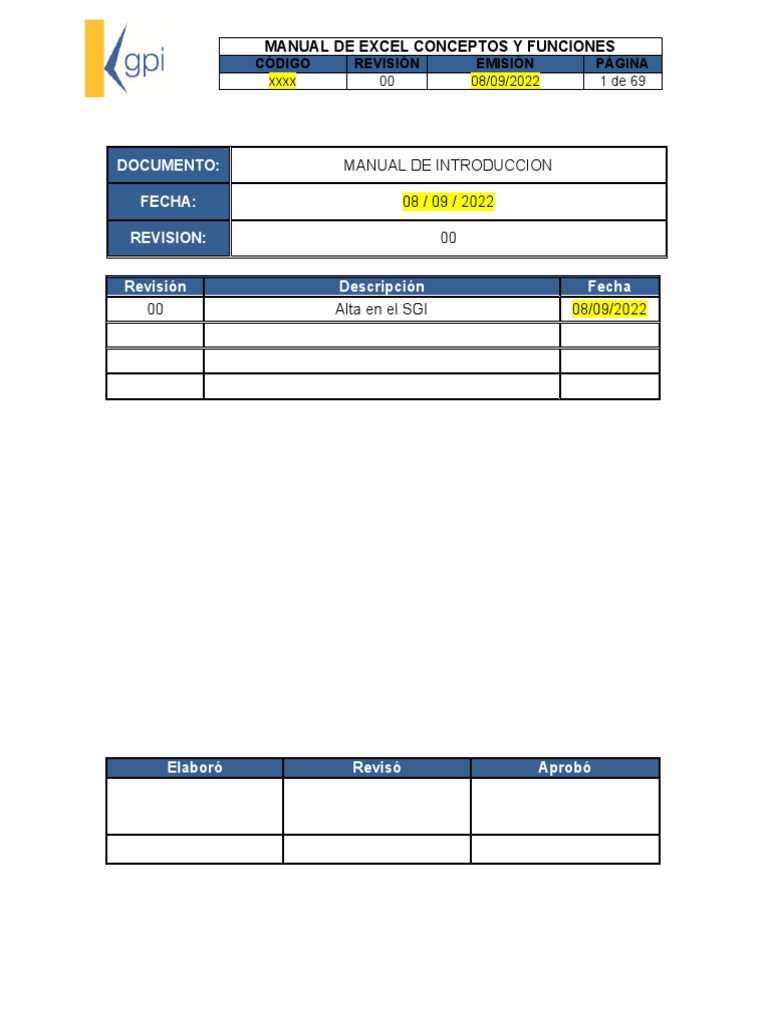 Manual de Excel Conceptos | PDF | Microsoft Excel | Hoja de cálculo