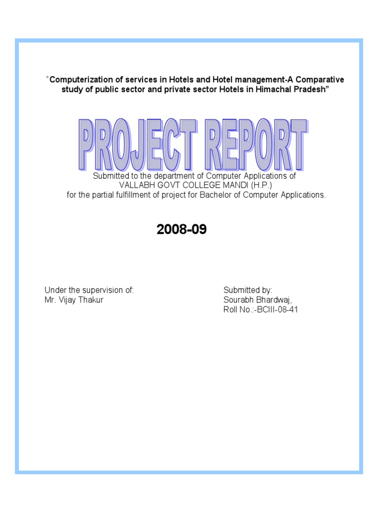 Hotel Project Report | PDF | Automation | Microsoft Access