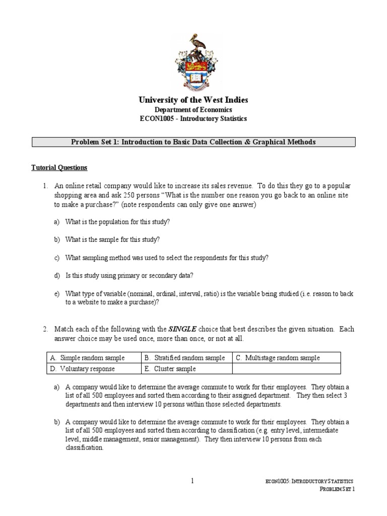 Problem Set 1 - Introduction To Basic Data Anaysis and Graphical ...