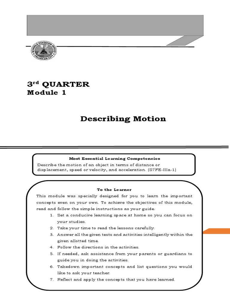 Science 7 Q3 W1 | PDF | Speed | Velocity